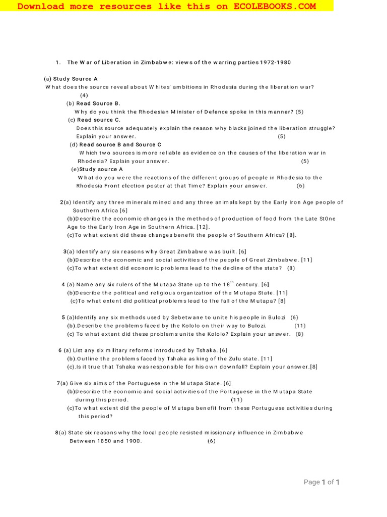 History Paper 1 Green Book | PDF