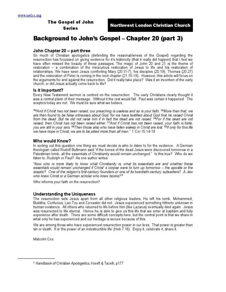 John Chapter 20 - Part 3 | PDF | Resurrection Of Jesus | Gospel Of John