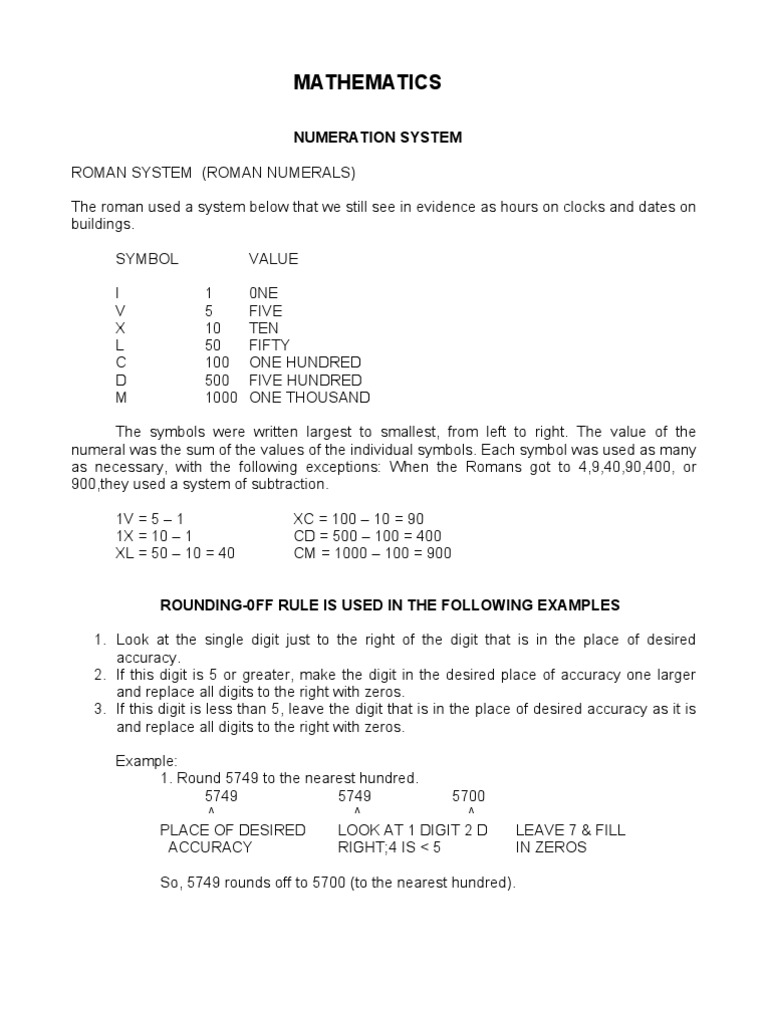 Mathematics Numeration System Pdf Fraction Mathematics