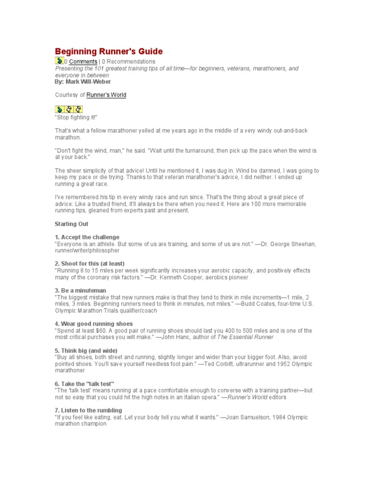 Beginning Runner's Guide | PDF | Running | Marathon