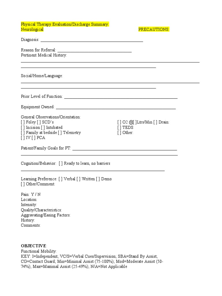 My Neuro Eval Form | Neurology | Nervous System