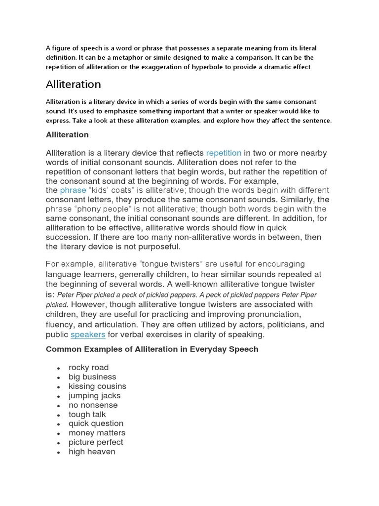 Exploring Figures of Speech: A Comprehensive Breakdown of Alliteration ...