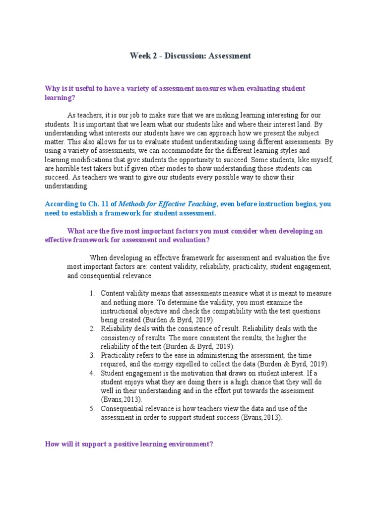 EDU - 62350-Week 2 - Discussion Assessment | PDF | Educational ...