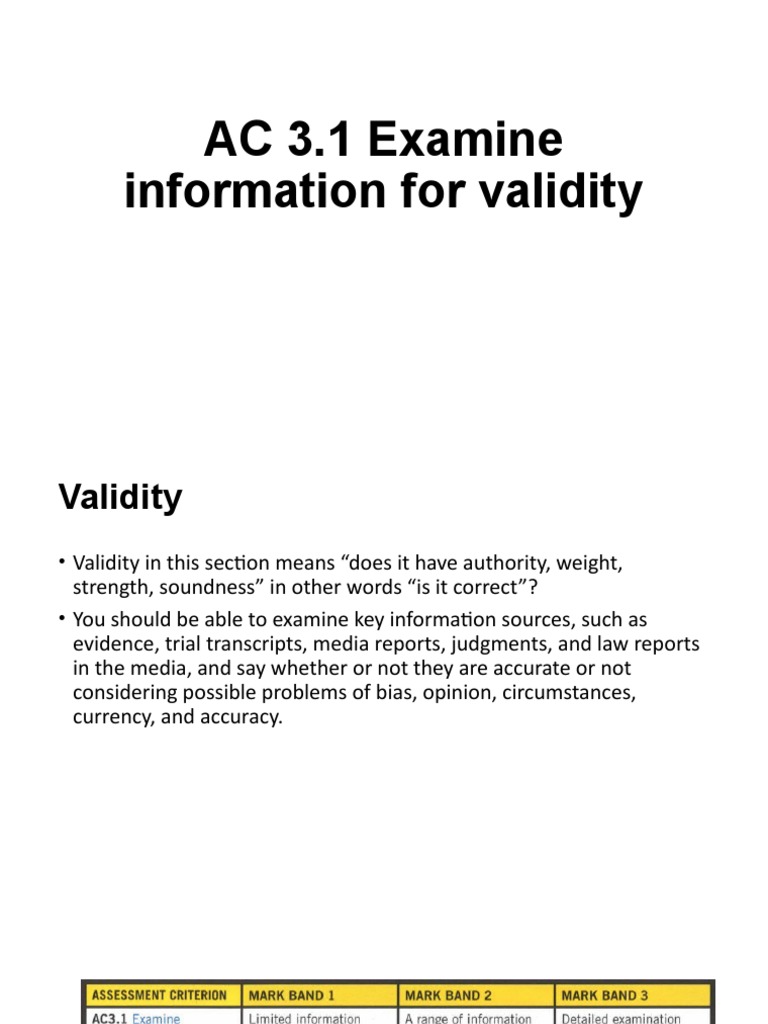 AC 3.1 Examine Information For Validity | PDF