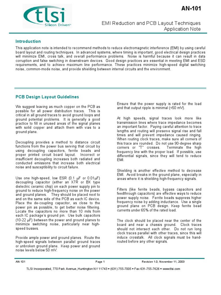 EMI Reduction and PCB Layout Techniques | PDF | Electromagnetic Interference | Capacitor