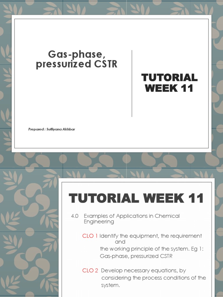 Gas-Phase Pressurized CSTR Tutorial | PDF | Chemical Reactor | Gases