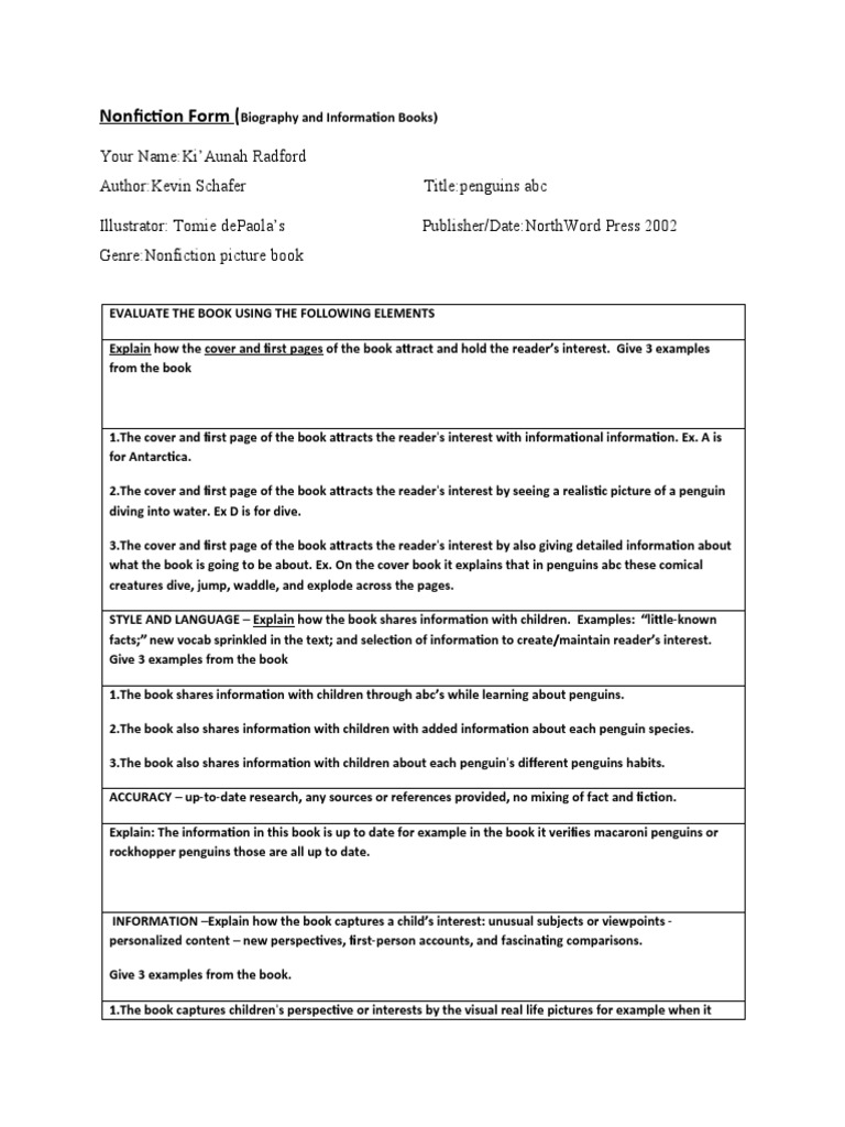 Non Fiction Penguin Abc Form | PDF | Penguin | Books