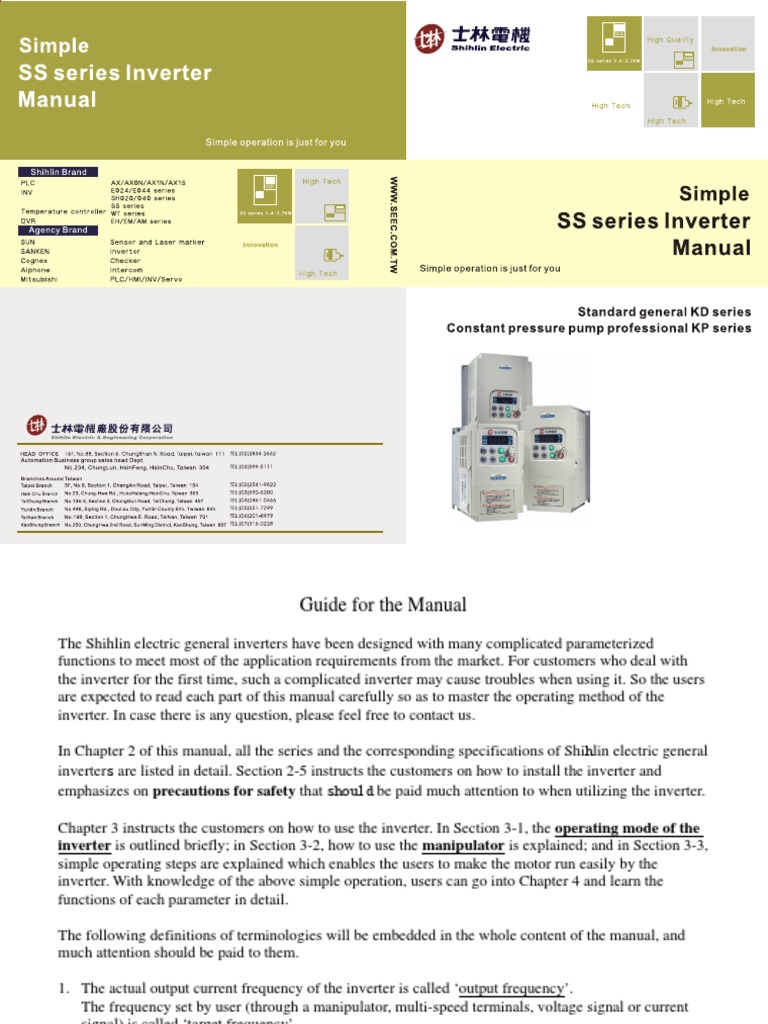 Shihlin SS Series | PDF | Power Inverter | Parameter (Computer Programming)