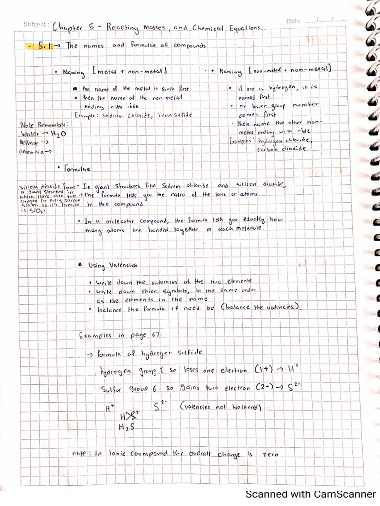 Chemistry IGCSE Chapter 5 - Reacting Masses, and Chemical Equations | PDF
