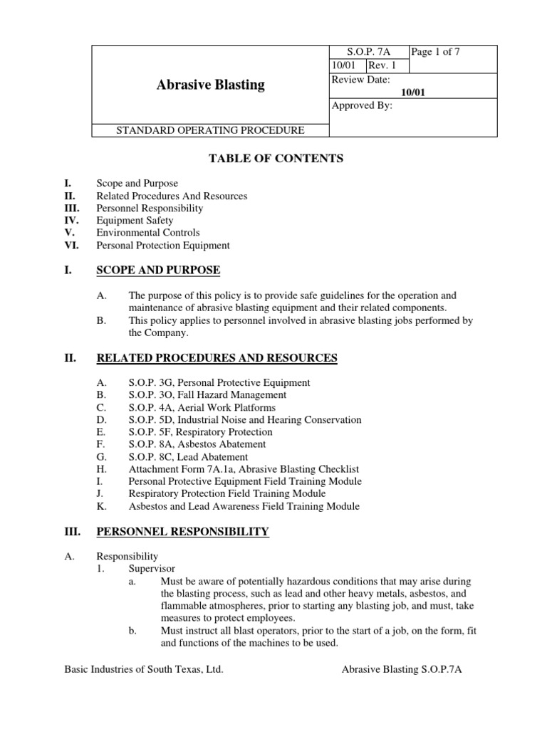 Abrasive Blasting Check List PDF Personal Protective, 40% OFF