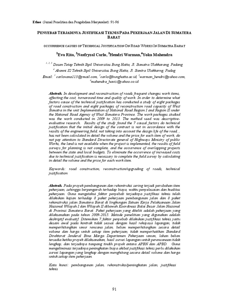 Contoh Justek Jalan | PDF