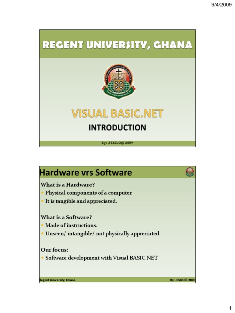 Lecture 1 - Introduction To Programming and | PDF | Basic | Programming ...