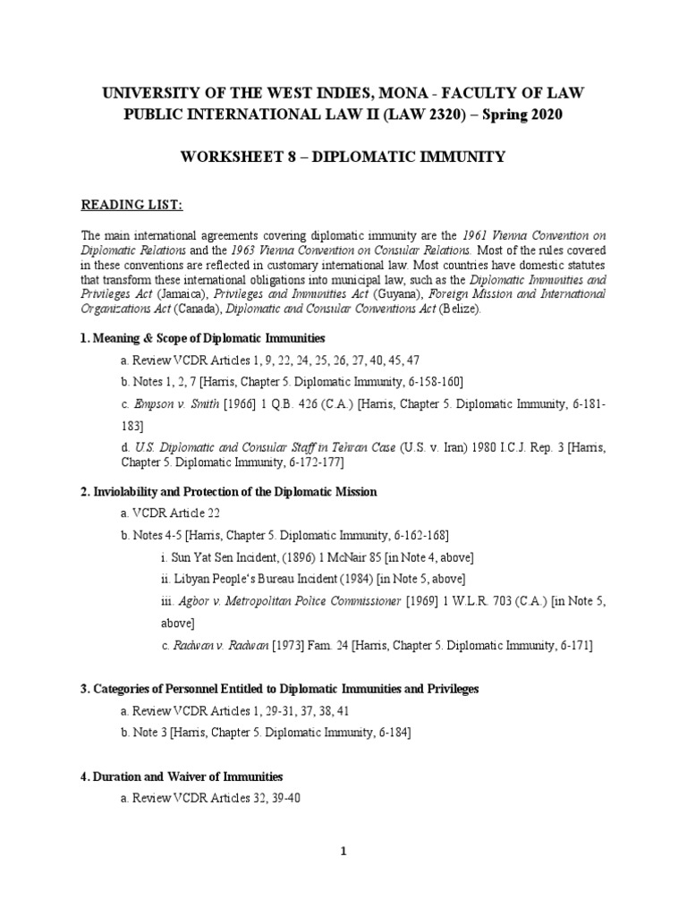 Diplomatic Immunity in International Law | PDF | Politics | Social Science
