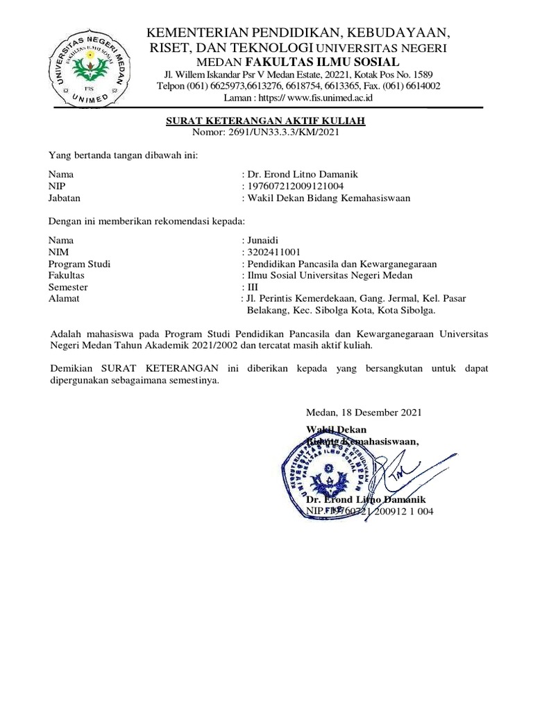 KTM Junaidi Universitas Negeri Medan | PDF