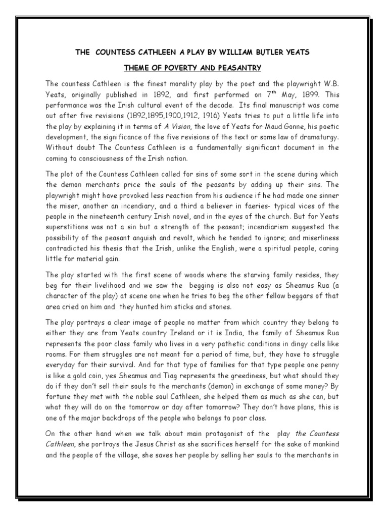 The Countess Cathleen A Play by William Butler Yeats | PDF | W. B ...