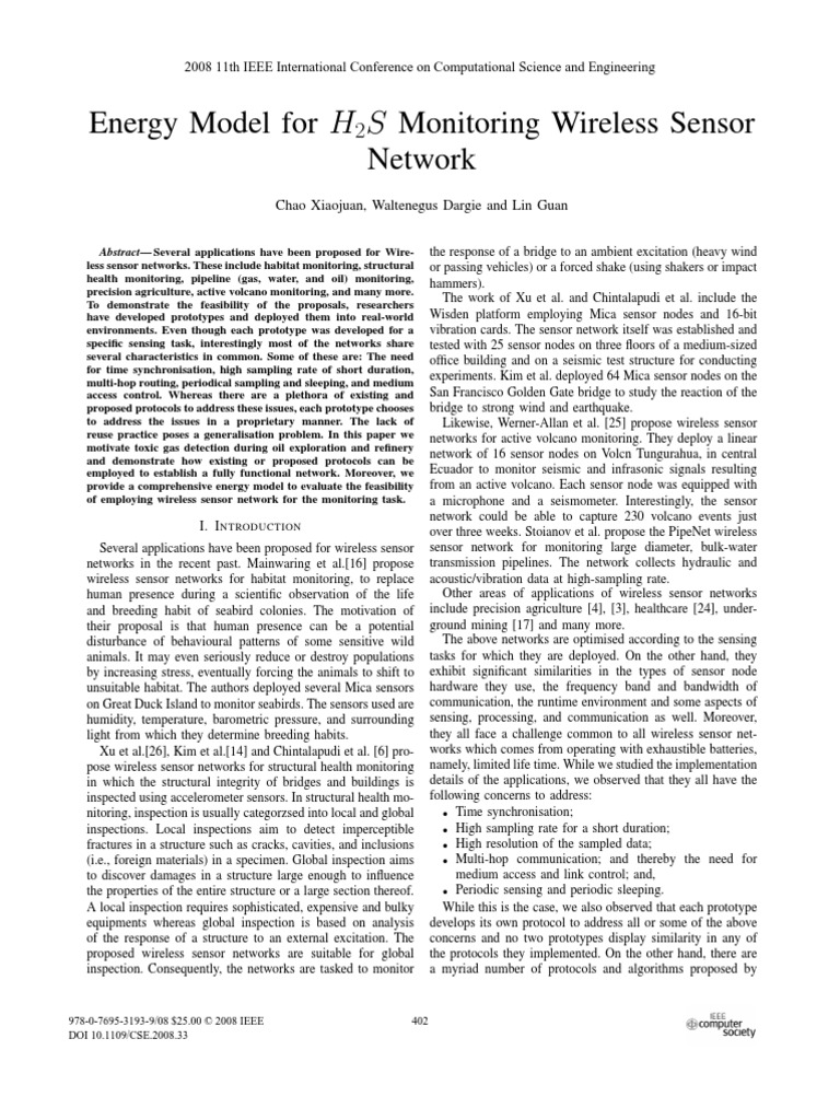 Energy Model For Monitoring Wireless Sensor Network | PDF | Routing | Wireless Sensor Network