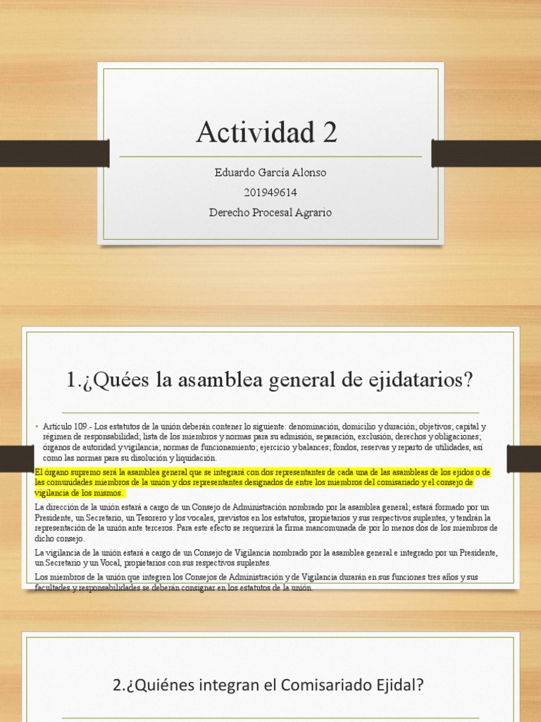Funciones del Comisariado Ejidal | PDF