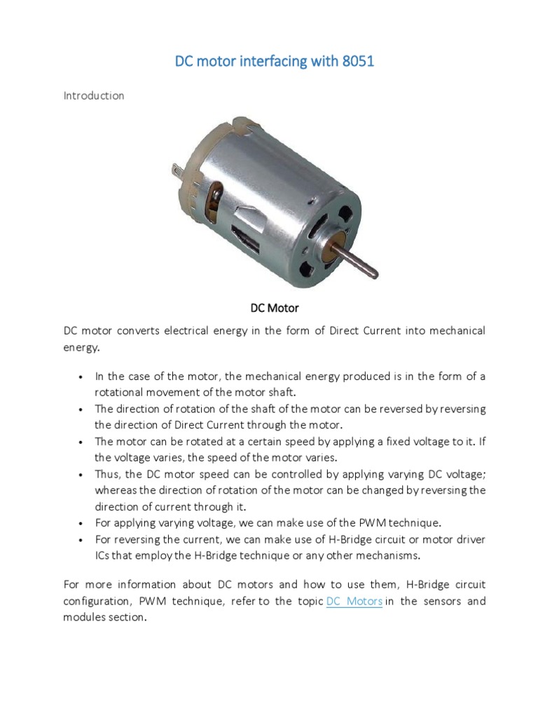 8051 DC Motor Interfacing | PDF | Electric Motor | Physical Quantities