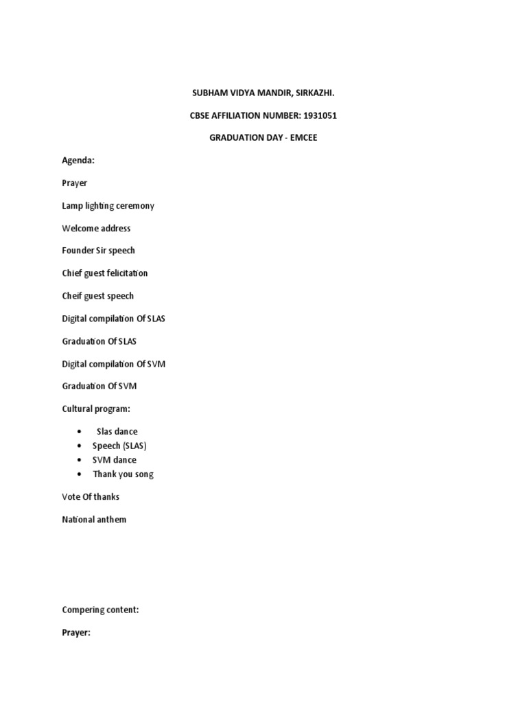 Emcee - Graduation Day | PDF