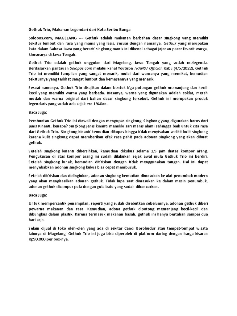 Legendarisnya Gethuk Trio dari Magelang | PDF