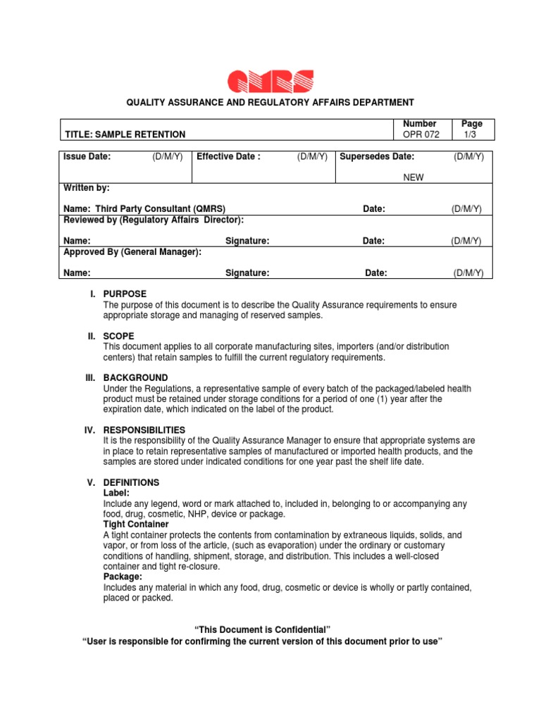 Sample Retention | PDF