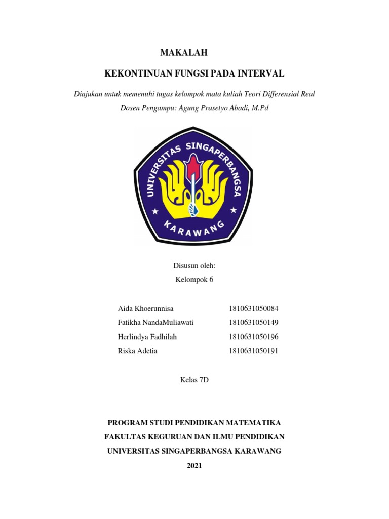 7D - Kelompok 6 - Kekontinuan Fungsi Pada Interval | PDF | Metode ...