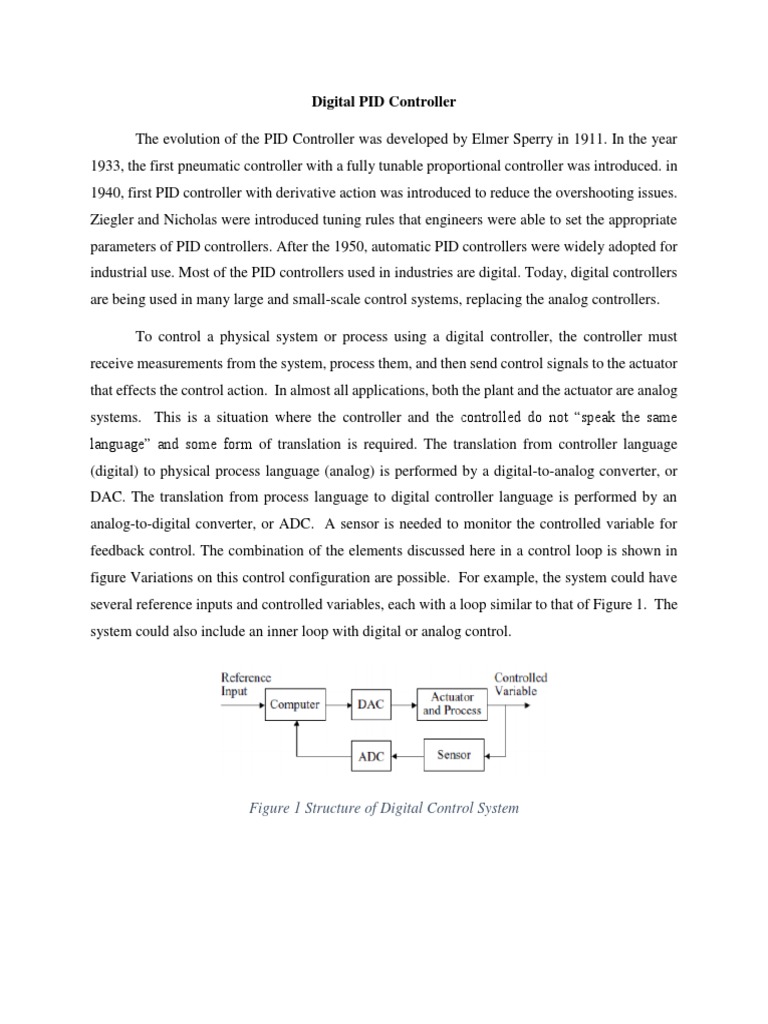 Digital PID Controller: Figure 1 Structure of Digital Control System | PDF | Analog To Digital ...