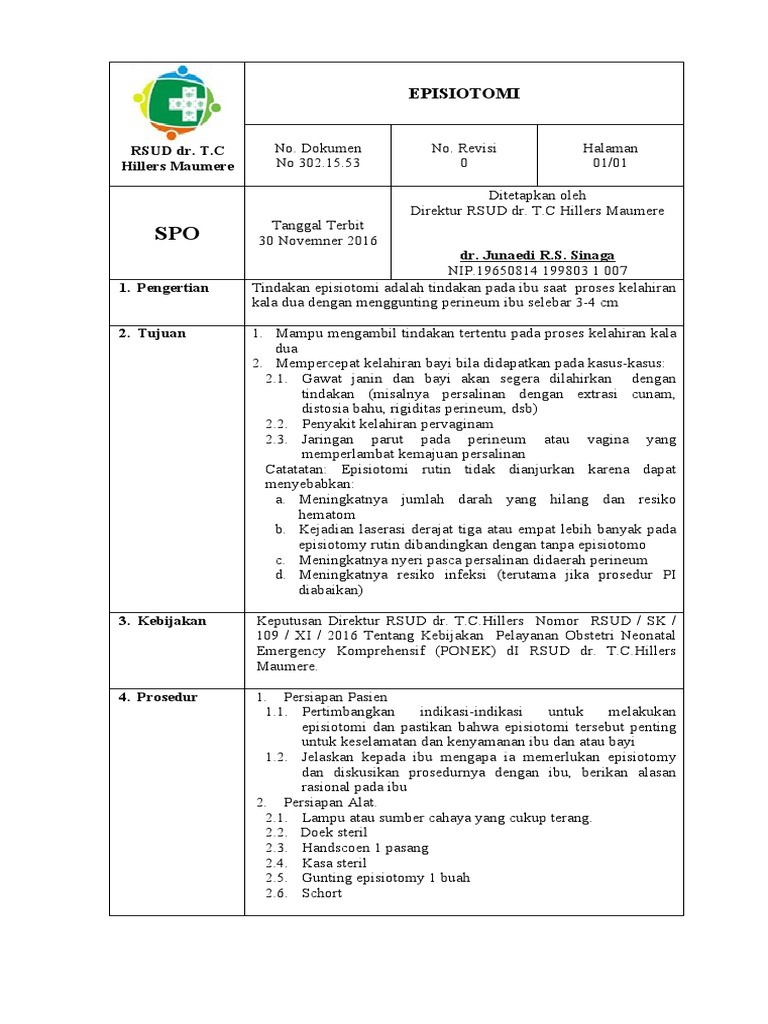 Prosedur Episiotomi RSUD Hillers | PDF | Kesehatan Holistik