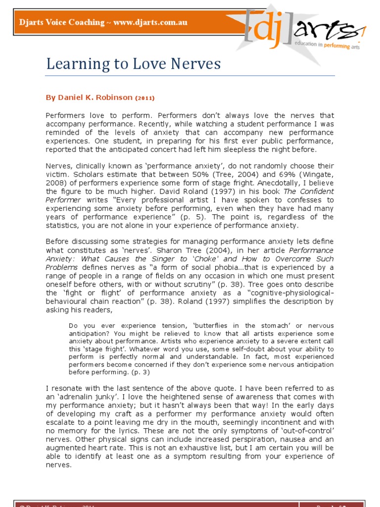 Learning To Love Nerves | Download Free PDF | Anxiety | Singing