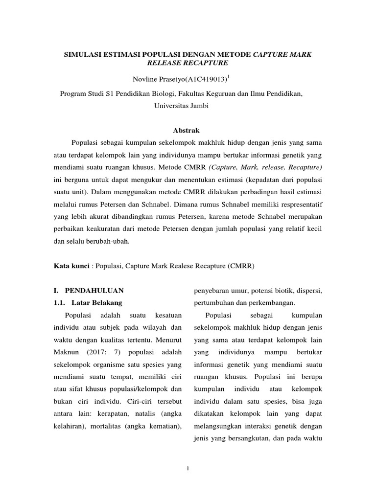 Laporan Estimasi Populasi | PDF