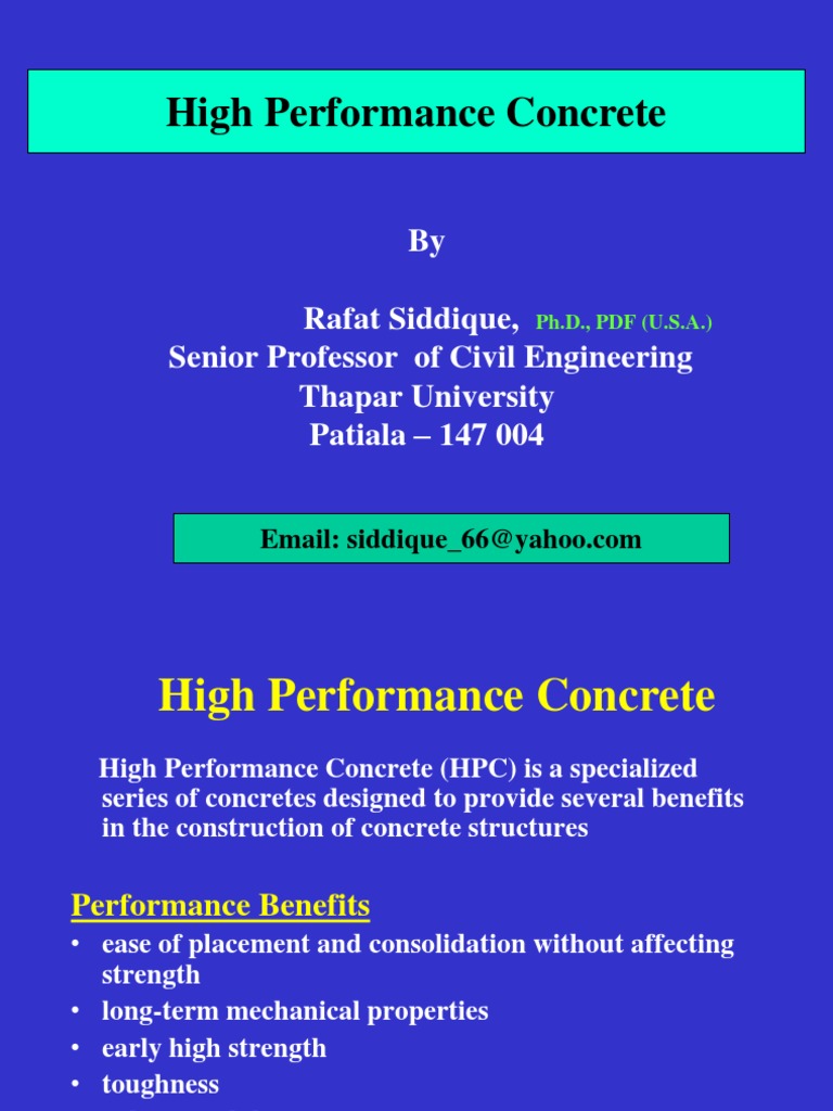 High Performance Concrete | PDF | Concrete | Chemistry
