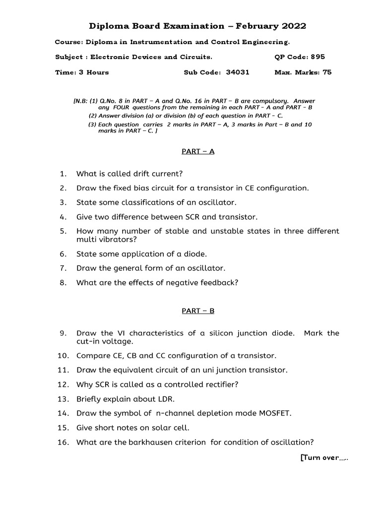 Diploma Board Examination - February 2022 | PDF