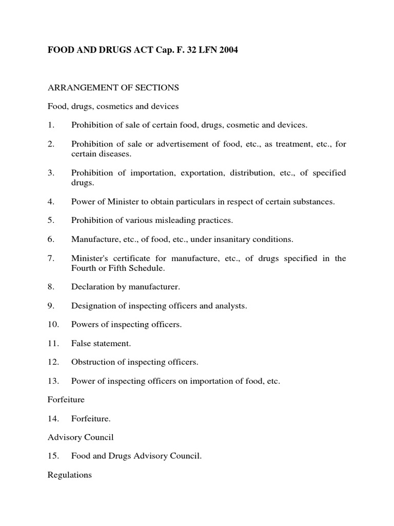 Food and Drugs Act | PDF
