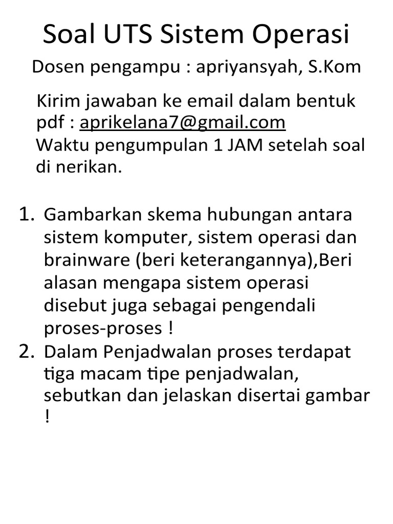 Jwaban Uts Siatem Operasi Atas Nama Bagus Alimin 2012008 TI | PDF