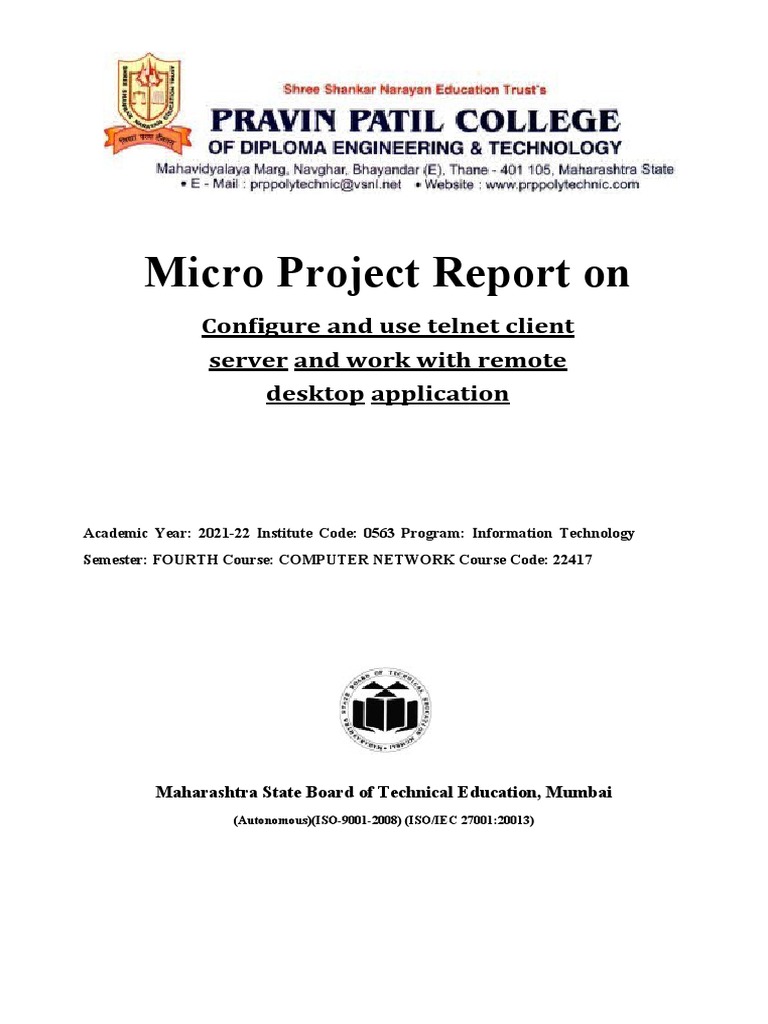 CNE Micro Project Format | PDF | Transmission Control Protocol | Port ...