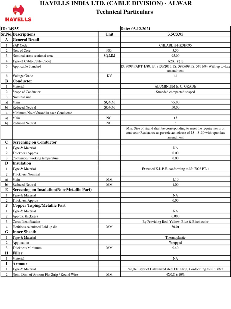 Technical Data Sheet | PDF | Electrical Resistivity And Conductivity ...