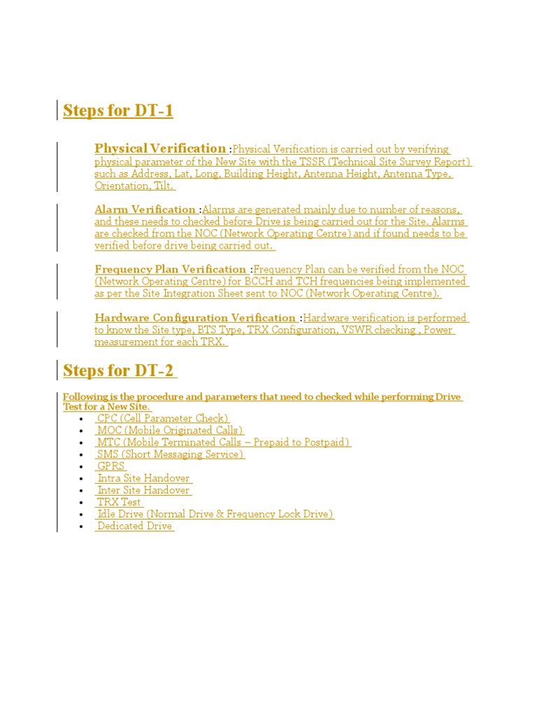 Drive Test Procedure | PDF | General Packet Radio Service | Gsm