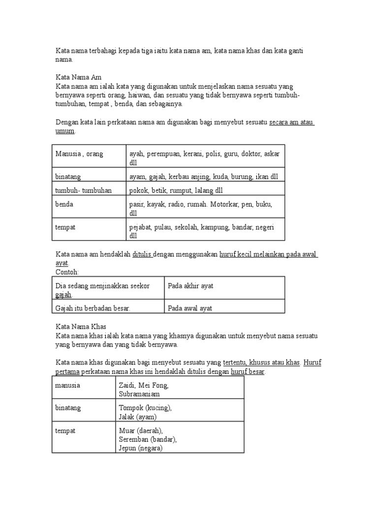 Nota Kata Nama | PDF