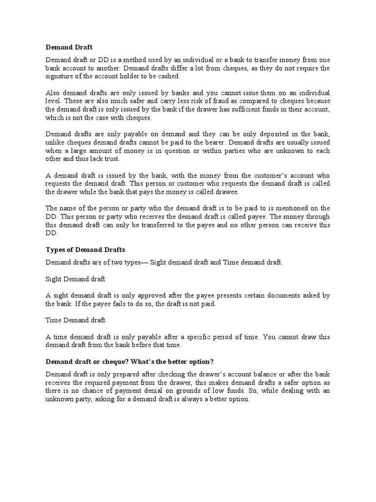Demand Draft | PDF