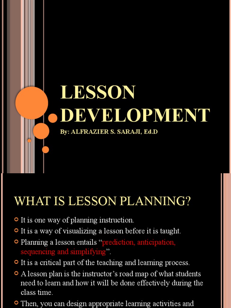Lesson Development: By: Alfrazier S. Saraji, Ed.D | Download Free PDF ...