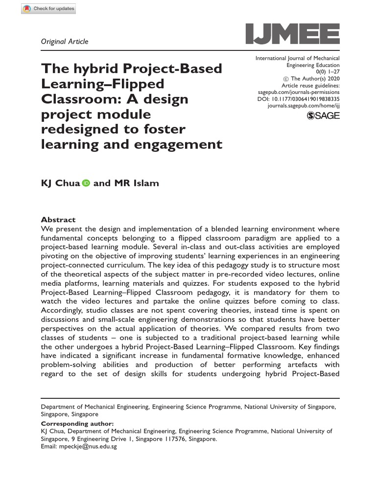 The Hybrid Project-Based Learning-Flipped Classroom: A Design Project ...