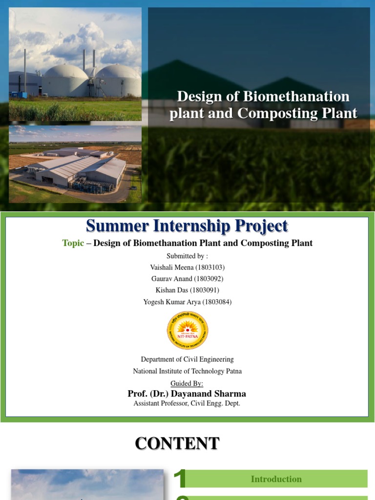 Design of Biomethanation Plant and Composting Plant | PDF | Biogas ...