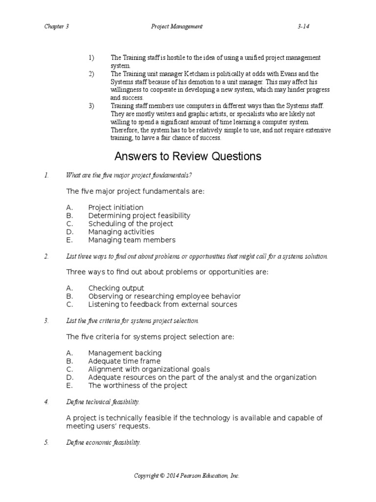 Answers To Review Questions: Project Management 3-14 | PDF | Cloud ...