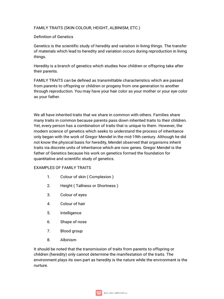 Family Trait | PDF
