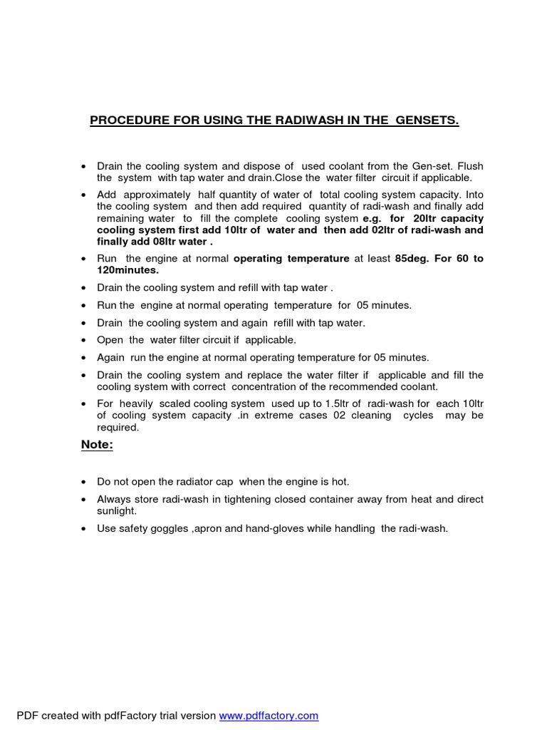 RADIWASH Usage Procedure | PDF