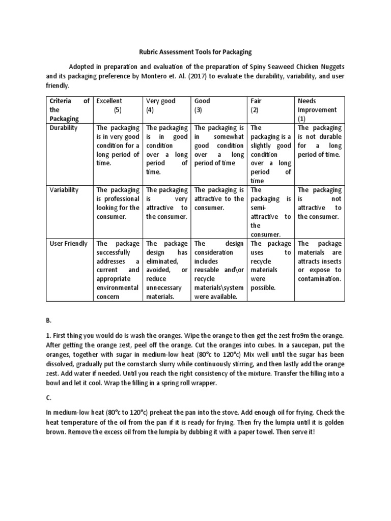 Rubric Assessment Tools For Packaging | PDF | Packaging And Labeling