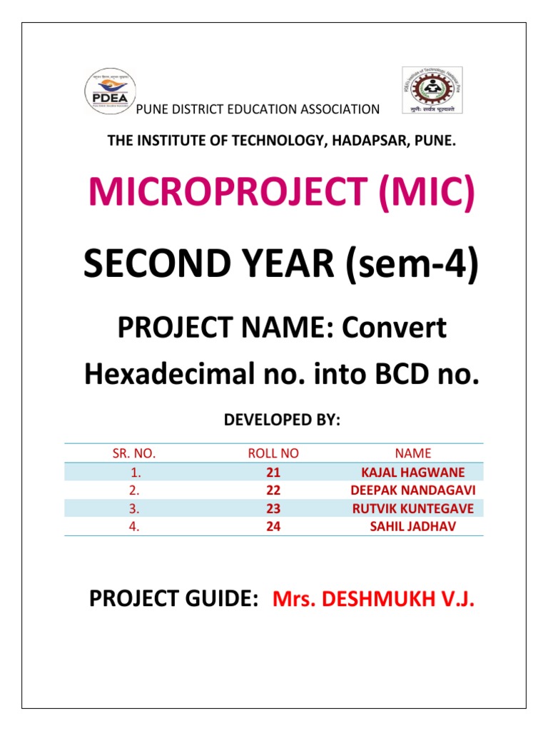 Microproject Mic Second Year Sem 4 Pdf Binary Coded Decimal Decimal 2148