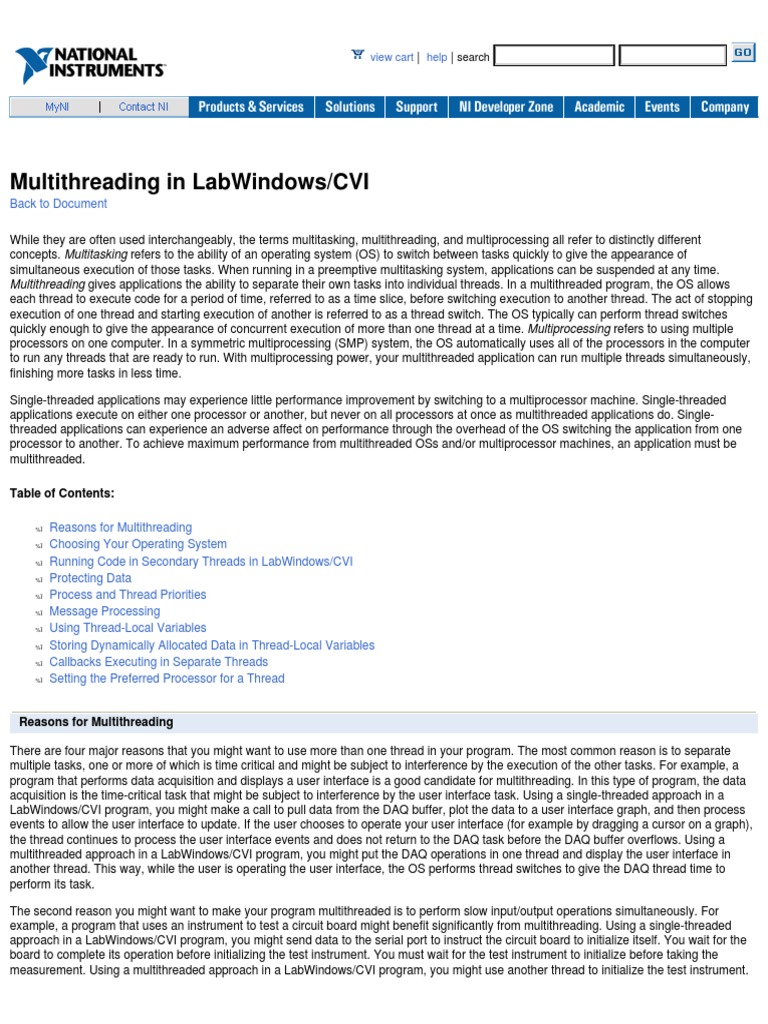 Multithreading in LabWindows - CVI - Tutorial - Developer Zone ... | PDF | Thread (Computing ...