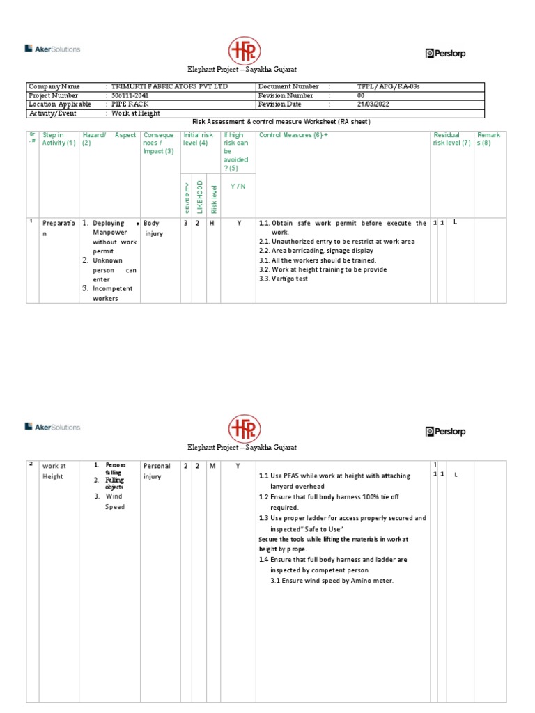 Safety Measures for Pipe Rack Work | PDF | Risk | Hazards