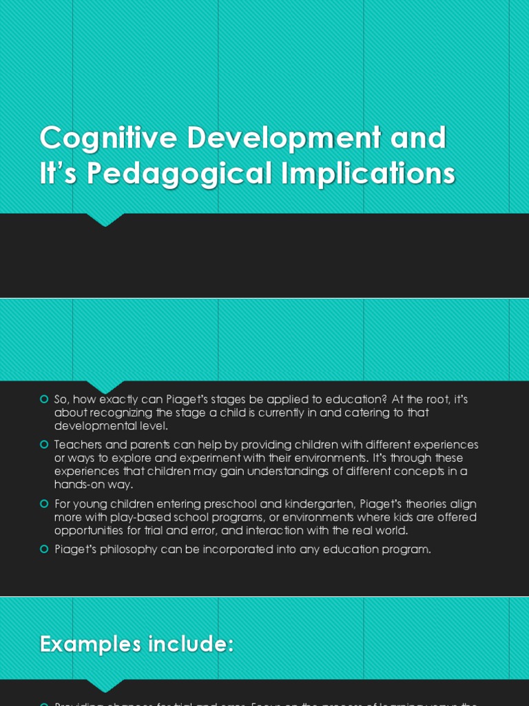 Cognitive Development and It's Pedagogical Implications | PDF